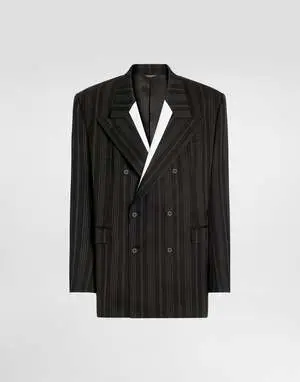 Dolce & Gabbana Sicilia Double-breasted Pinstriped Virgin Wool Jacket - Multicolor