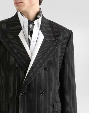 Dolce & Gabbana Sicilia Double-breasted Pinstriped Virgin Wool Jacket