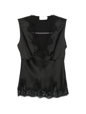 Ermanno Scervino Lace Trim V-neck Tank Top - Black