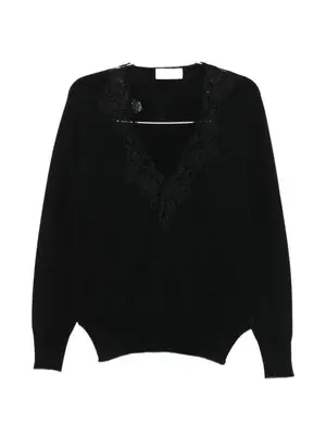 Ermanno Scervino Wool V-necked Sweater - Black