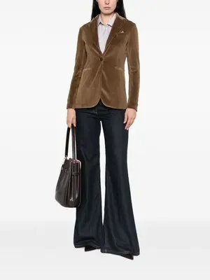 CIRCOLO 1901 Single-breasted Velvet Jacket - Brown