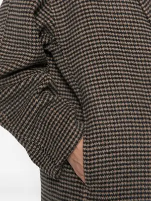 Soft Goat Wool Double-breasted Houndstooth Coat