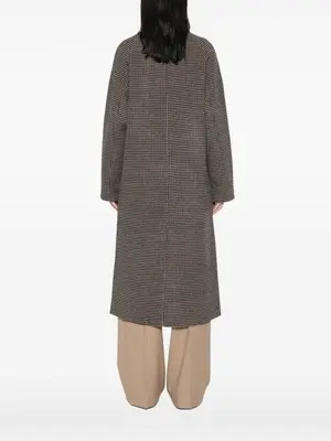 Soft Goat Wool Double-breasted Houndstooth Coat