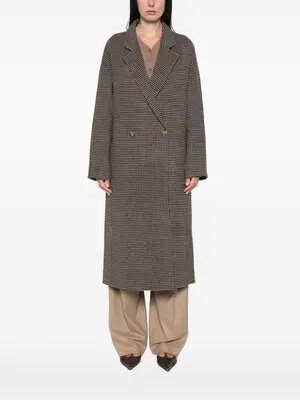 Soft Goat Wool Double-breasted Houndstooth Coat
