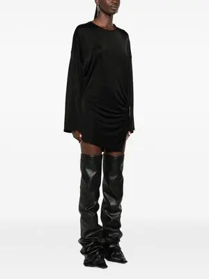 Attico Asymmetric Gathered Mini Dress With Silver-tone Hardware