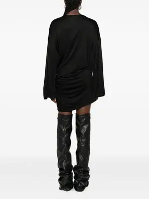 Attico Asymmetric Gathered Mini Dress With Silver-tone Hardware