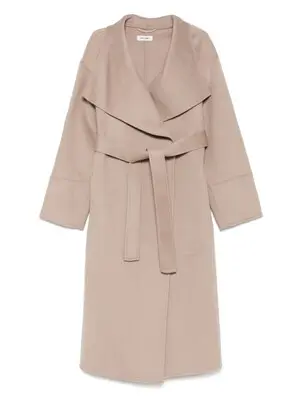 Soft Goat Wool Belted Coat - Beige