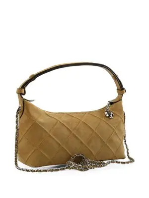 Tory Burch Fleming Suede Shoulder Bag With Silver-tone Logo Charm
