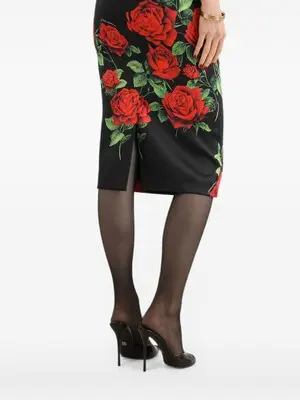 Dolce & Gabbana Roses Print Silk Midi Dress
