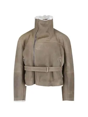 Rick Owens Shearling Lined Leather Jacket