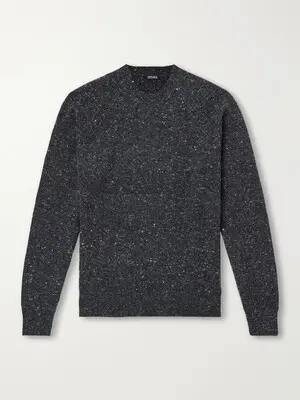 Zegna Wool-blend Crew Neck Sweater - Gray