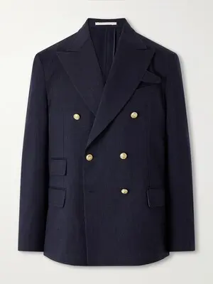 FORTELA Travel Double-breasted Wool-twill Blazer - Blue