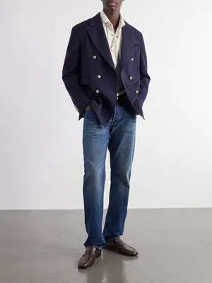 FORTELA Travel Double-breasted Wool-twill Blazer