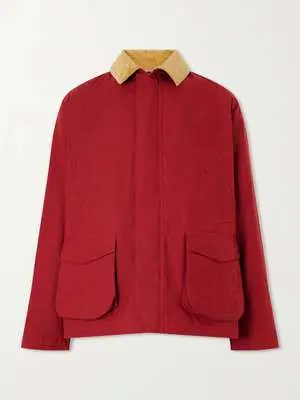 FORTELA Bristol Corduroy-trimmed Waxed Cotton-canvas Jacket - Red