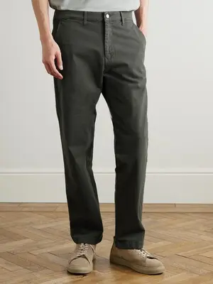 Nn07 Aden 1923 Straight-leg Organic Cotton-blend Twill Trousers - Green