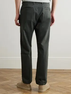 Nn07 Aden 1923 Straight-leg Organic Cotton-blend Twill Trousers - Green