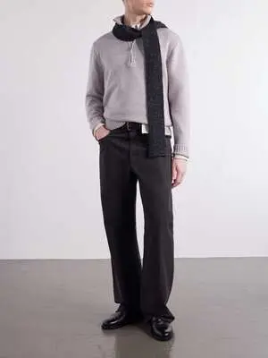 Inis Meáin Wool And Linen-blend Half-zip Sweater
