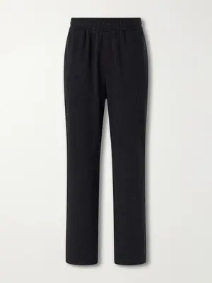 Mr P. Straight-leg Striped Cotton-blend Jersey Sweatpants - Black