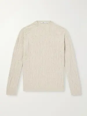 Inis Meáin Stranded Sailor Merino Wool And Cashmere-blend Sweater - Neutrals