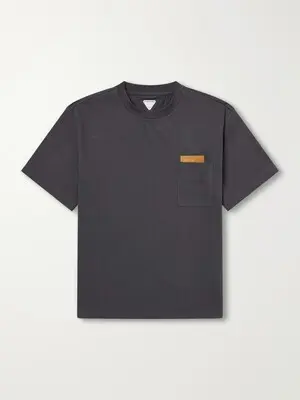 Bottega Veneta Intrecciato Suede-trimmed Cotton-jersey T-shirt - Gray