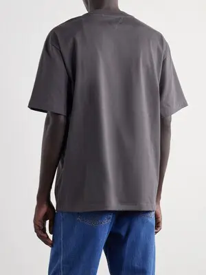 Bottega Veneta Intrecciato Suede-trimmed Cotton-jersey T-shirt - Gray