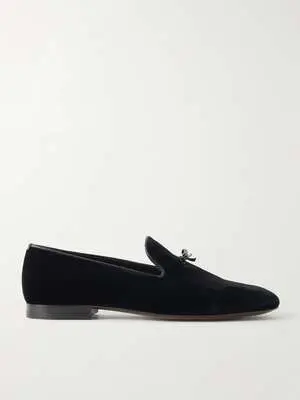 TOM FORD Scott Bow-detailed Velvet Loafers - Black