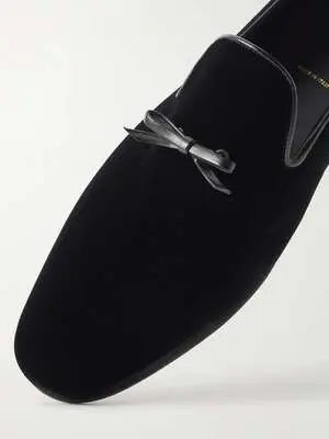 TOM FORD Scott Bow-detailed Velvet Loafers