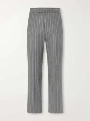 TOM FORD Straight-leg Pinstripe Wool-flannel Trousers - Gray
