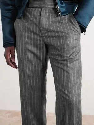 TOM FORD Straight-leg Pinstripe Wool-flannel Trousers