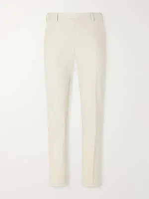 Brioni Straight-leg Stretch-cotton Gabardine Trousers - Ivory