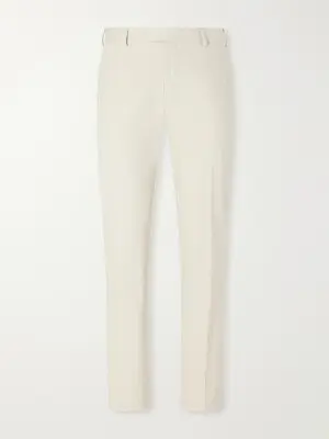 Brioni Straight-leg Stretch-cotton Gabardine Trousers - Neutrals