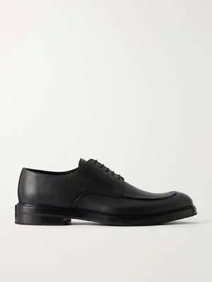 Manolo Blahnik Newbury Full-grained Leather Derby Shoes - Black
