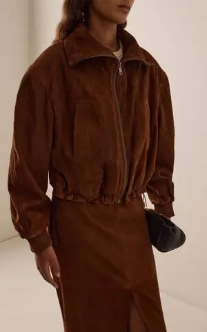 ROTATE BY BIRGER CHRISTENSEN Suede Bomber Jacket