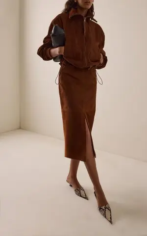 ROTATE BY BIRGER CHRISTENSEN Suede Bomber Jacket