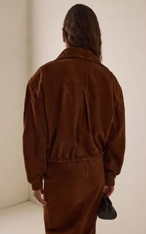 ROTATE BY BIRGER CHRISTENSEN Suede Bomber Jacket