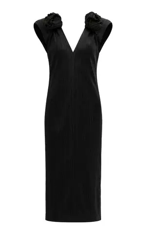 Bottega Veneta Plisse Satin Midi Dress