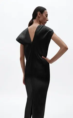 Bottega Veneta Plisse Satin Midi Dress