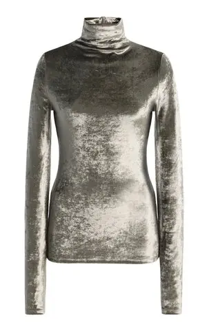LEMAIRE High-neck Metallic Velvet Top