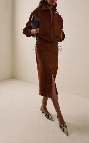 ROTATE BY BIRGER CHRISTENSEN Pencil Suede Midi Skirt