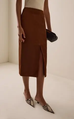 ROTATE BY BIRGER CHRISTENSEN Pencil Suede Midi Skirt