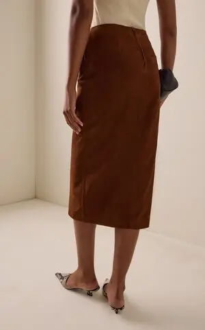 ROTATE BY BIRGER CHRISTENSEN Pencil Suede Midi Skirt