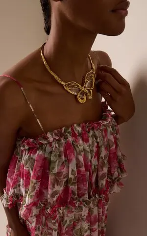 Chloé Butterfly Resin And Brass Necklace