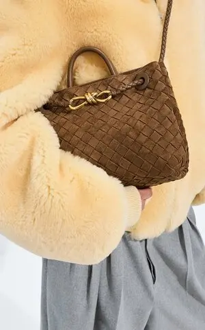 Bottega Veneta Andiamo Intrecciato Suede Bag