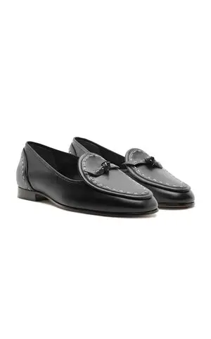 ALEXANDRE BIRMAN Slim Clarita Topstitch Leather Loafers