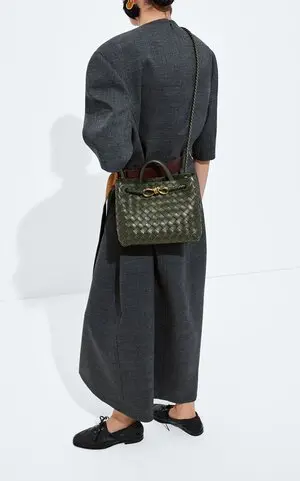 Bottega Veneta Small Andiamo Intrecciato Leather Bag - Green