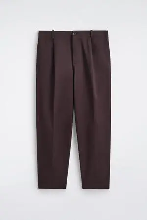 Cos Cropped Cotton Relaxed-fit Straight-leg Pants - Brown