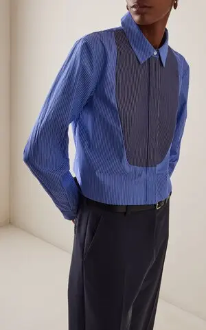 Partow Warren Cropped Pinstripe Shirt