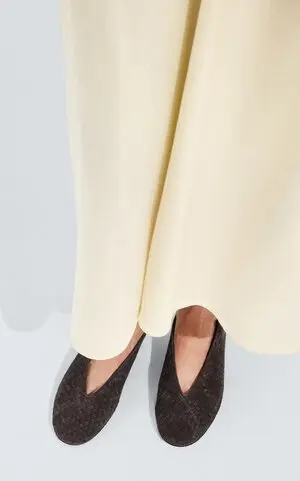 Bottega Veneta Rosa Intrecciato Suede Ballet Flats