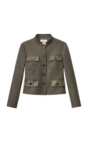 Lafayette 148 New York Glen Plaid Wool Cropped Jacket