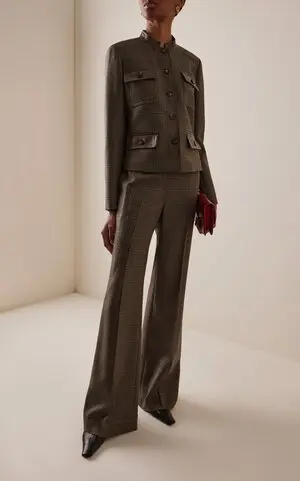 Lafayette 148 New York Glen Plaid Wool Cropped Jacket